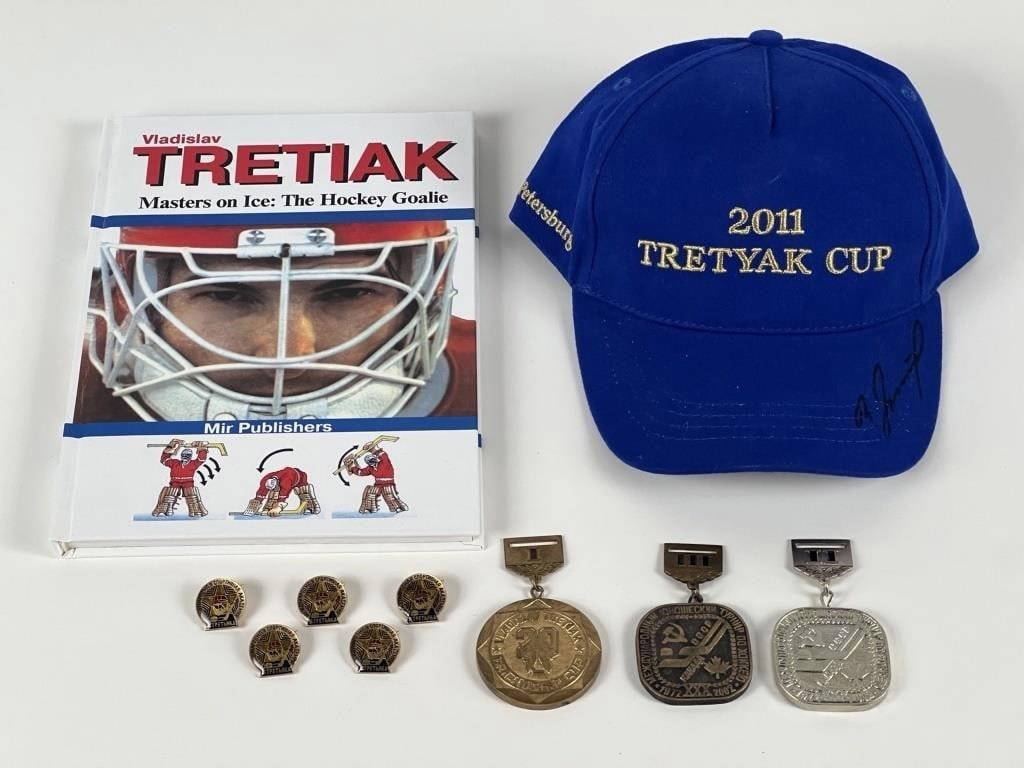 Vladislav Tretiak Autographed Hat & Hockey Book Auction