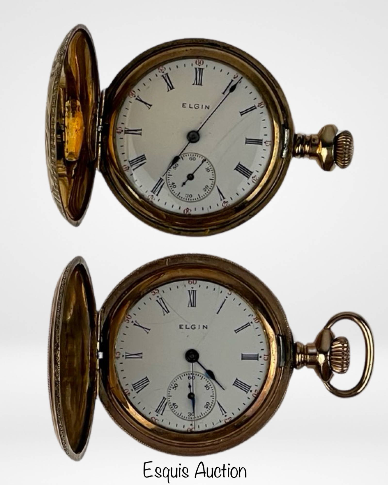 Two Antique Elgin Pocket Watches In Gold Filled Cs Auction