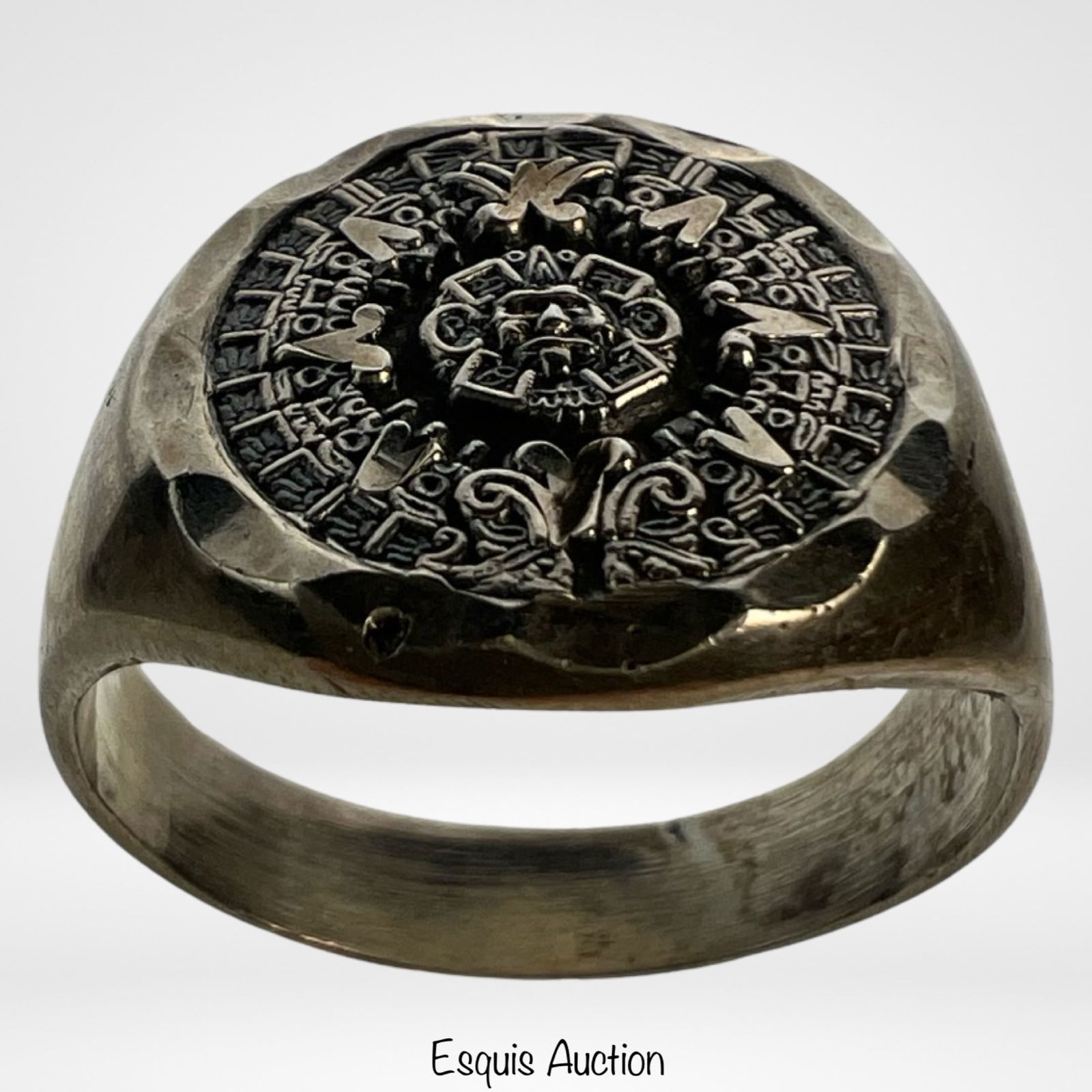 Sterling Silver Men's Mayan/ Aztec Calendar Ring