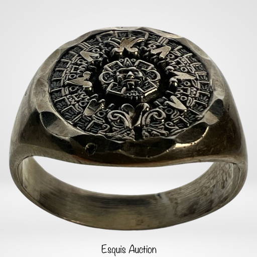 Sterling Silver Men's Mayan/ Aztec Calendar Ring