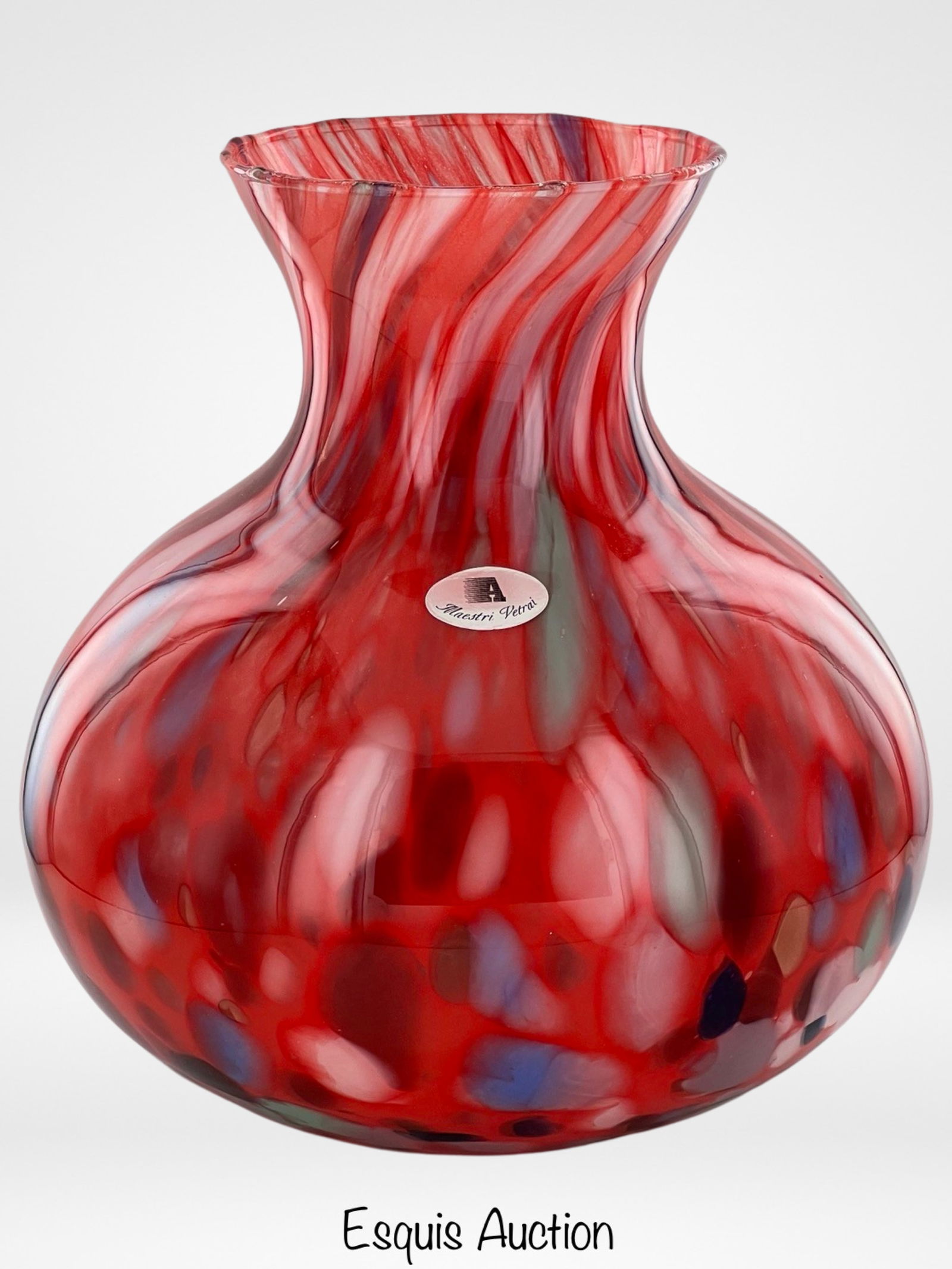 Maestri Vetrai Hand Blown Murano Art Glass Vase Auction