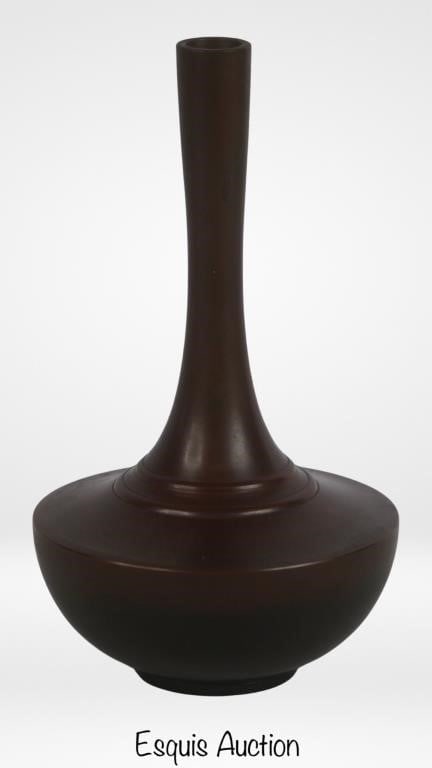 Early 20th Century Japanese Long Neck Bronze Vase Auction