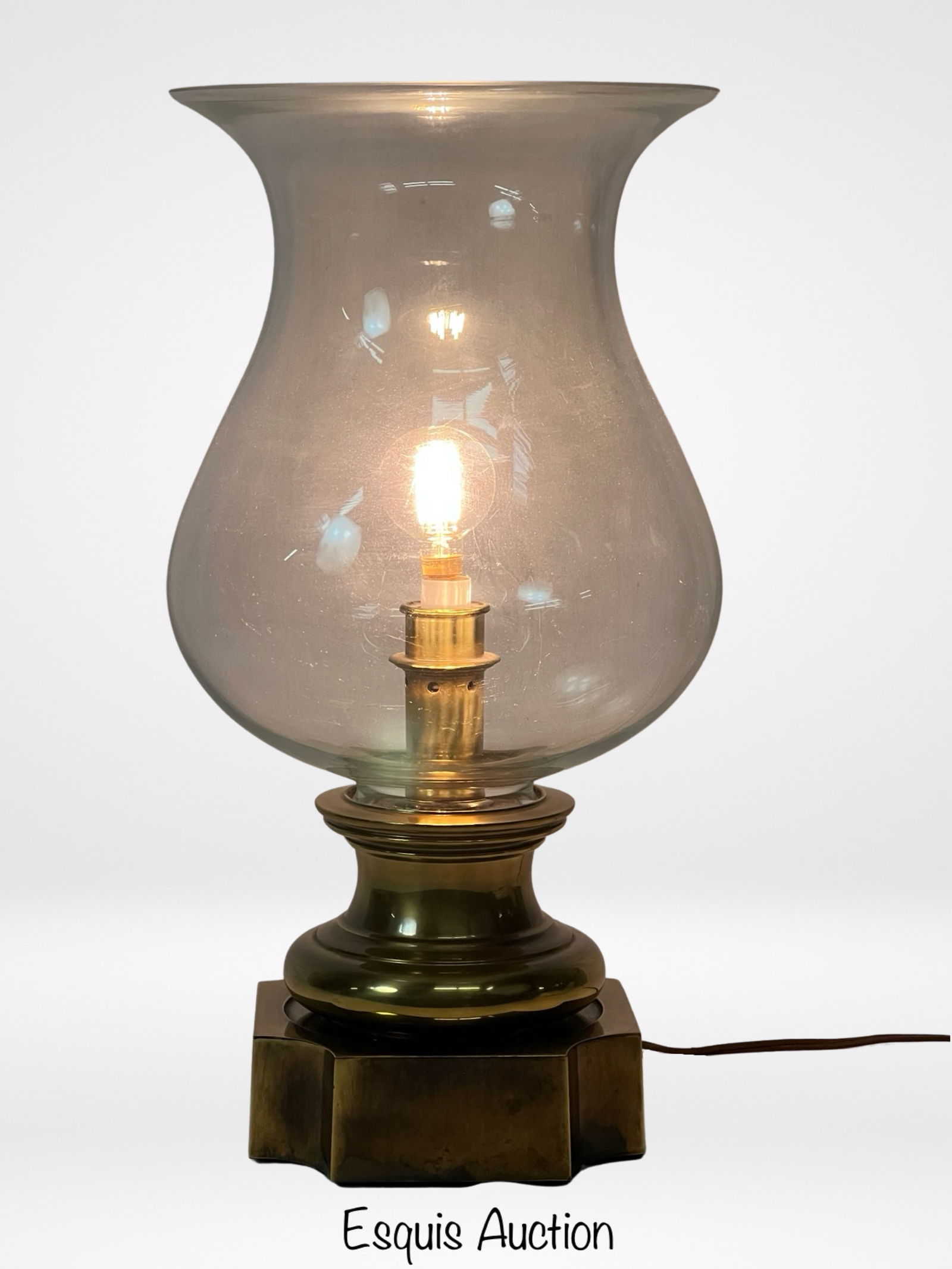 Large Brass & Glass Electric Hurricane Lamp 1960s Auction