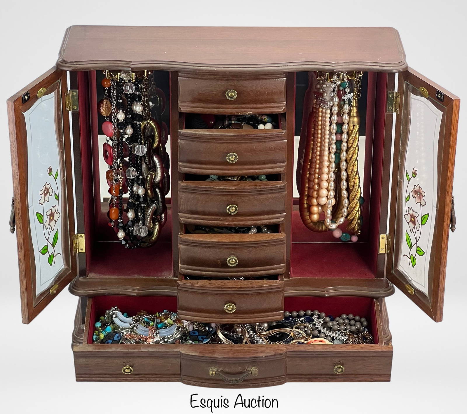 Large Vintage Jewelry Box Full Of Costume Jewelry Auction