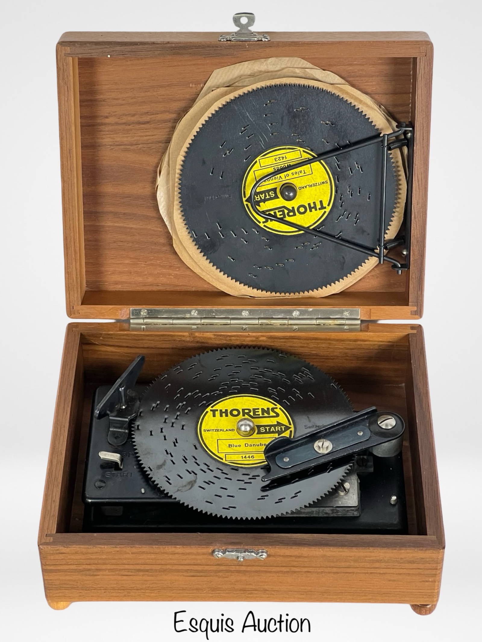 Antique Thorens Disc Music Box With 5 Discs Auction