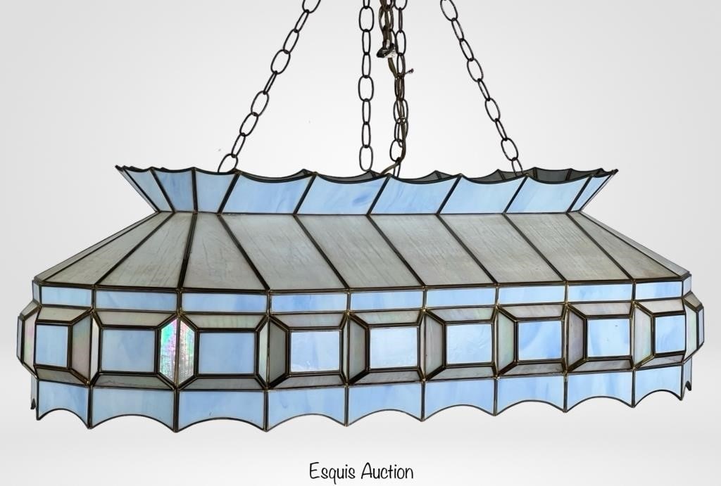 Vintage Stained Glass Billiard Pool Table Light Auction