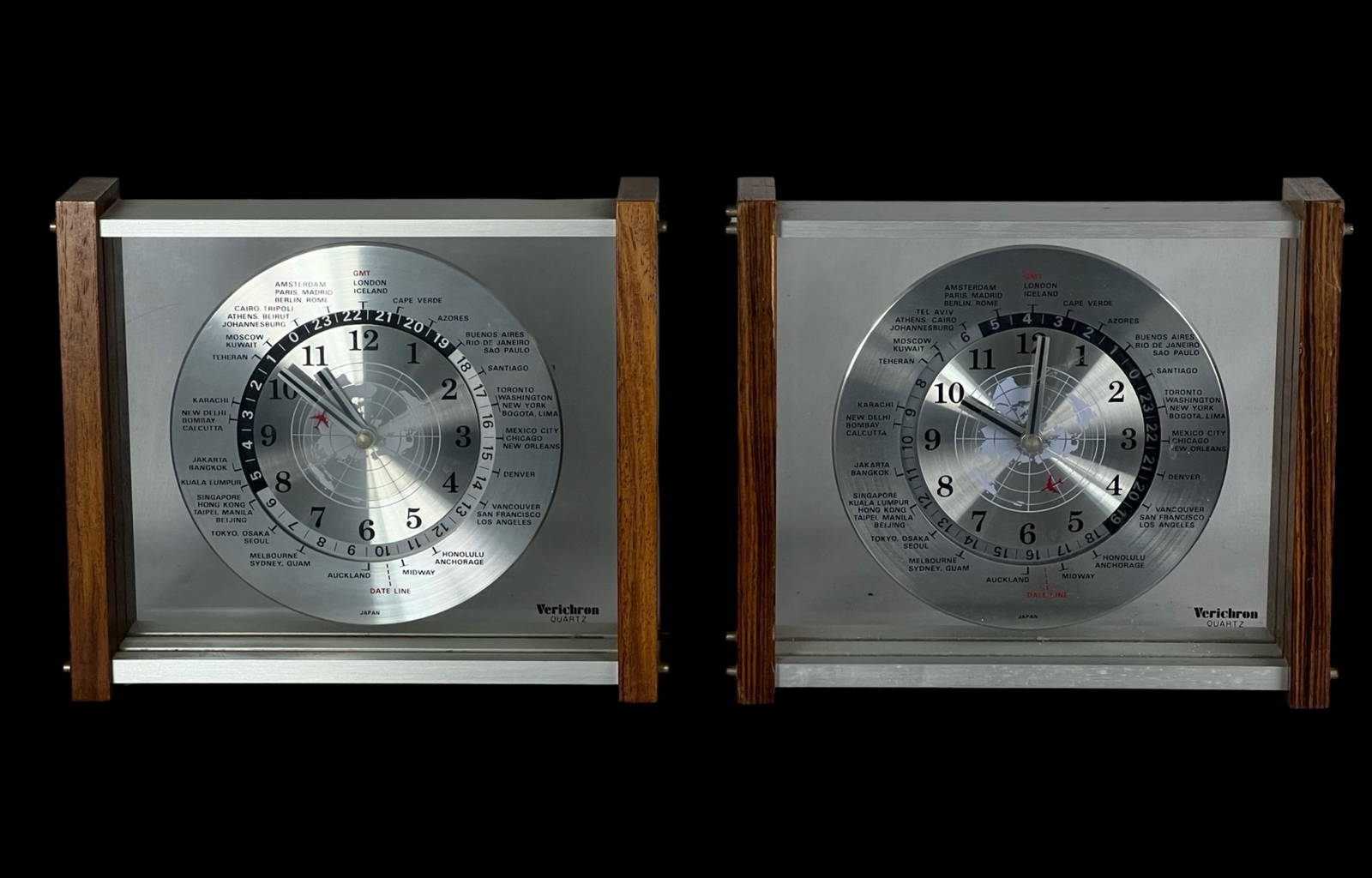 Two Vintage Verichron World Time Zone Clocks Auction