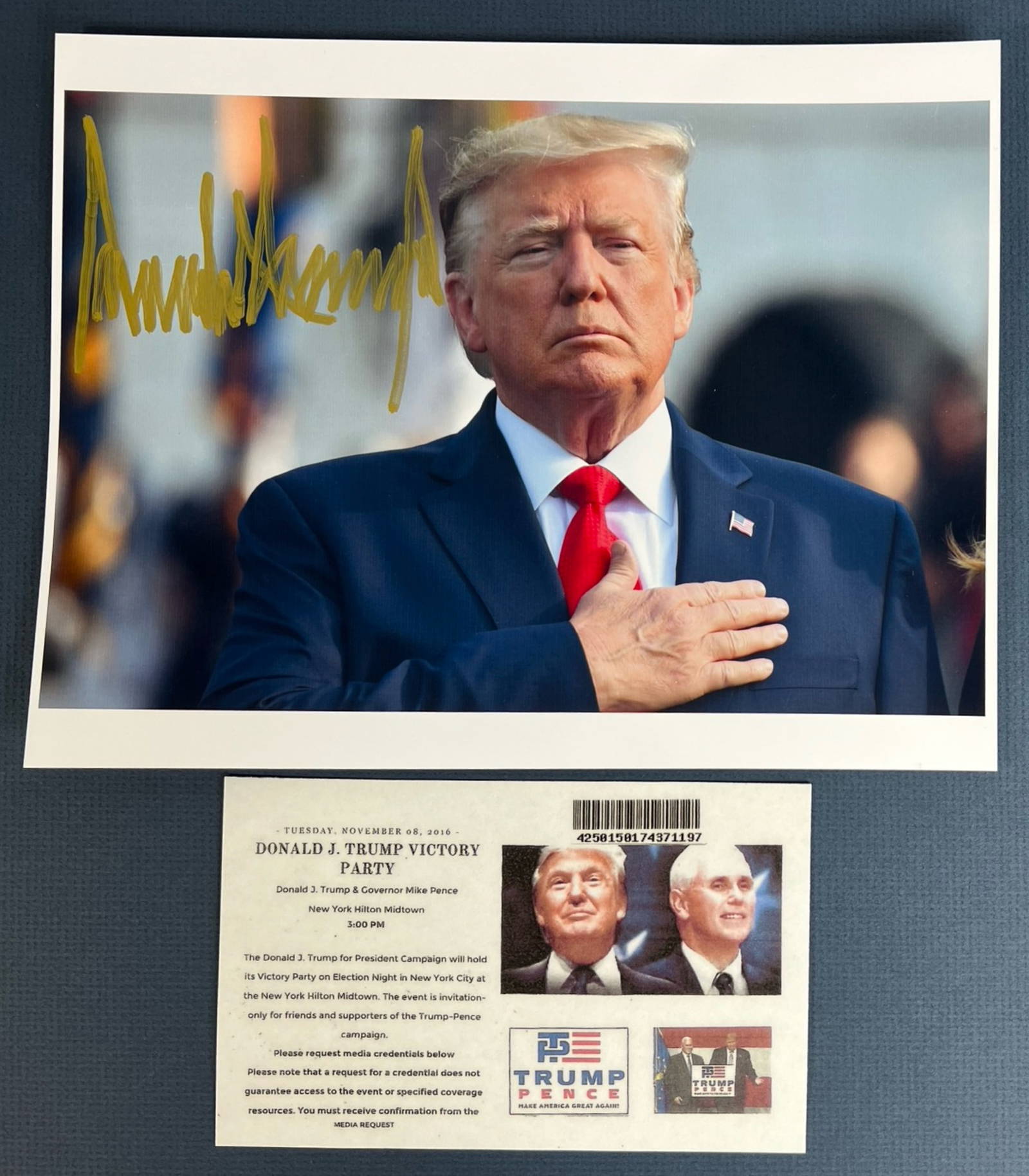 President Donald Trump Signed Photo With Ticket Auction