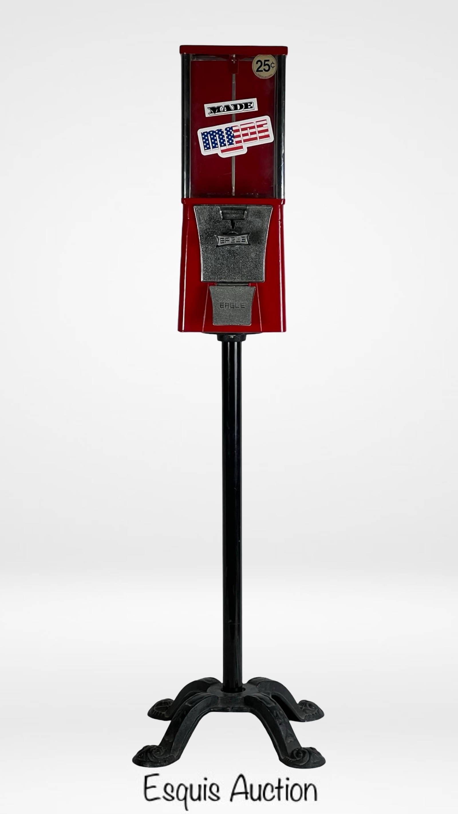 Eagle 25c Gumball Machine On Cast Iron Stand Auction