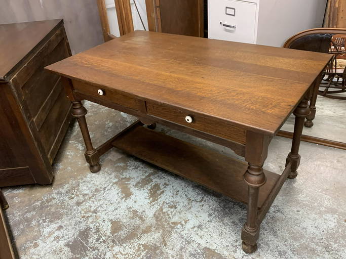 Solid Old Oak Library Table