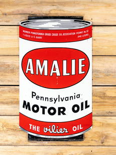 Lrg Amalie Pennsylvania Motor Oil Die Cut Tin Sign