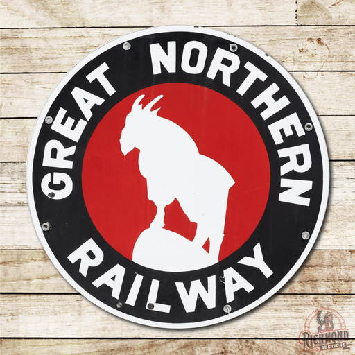 24" Great Northern Railway Ss Porcelain Sign Tac 8.9
