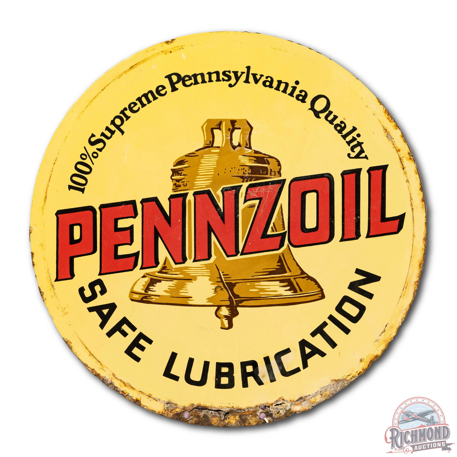 Pennzoil Safe Lubrication Porcelain Sign