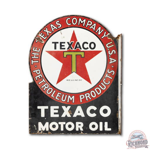 Texaco Motor Oil Texas Company Porcelain Flange Sign