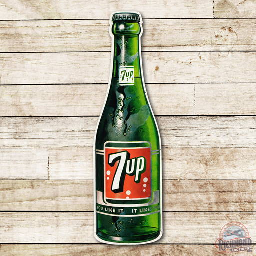 1963 44" 7up Die Cut Bottle Tin Sign
