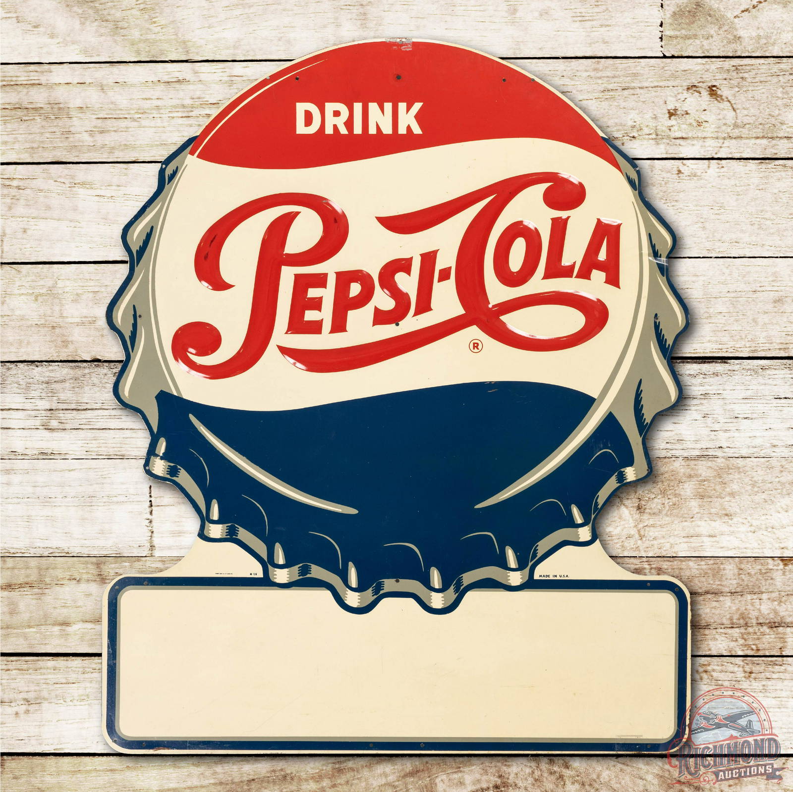 4' Drink Pepsi Cola Embossed Tin Sign & Privilege Panel Auction