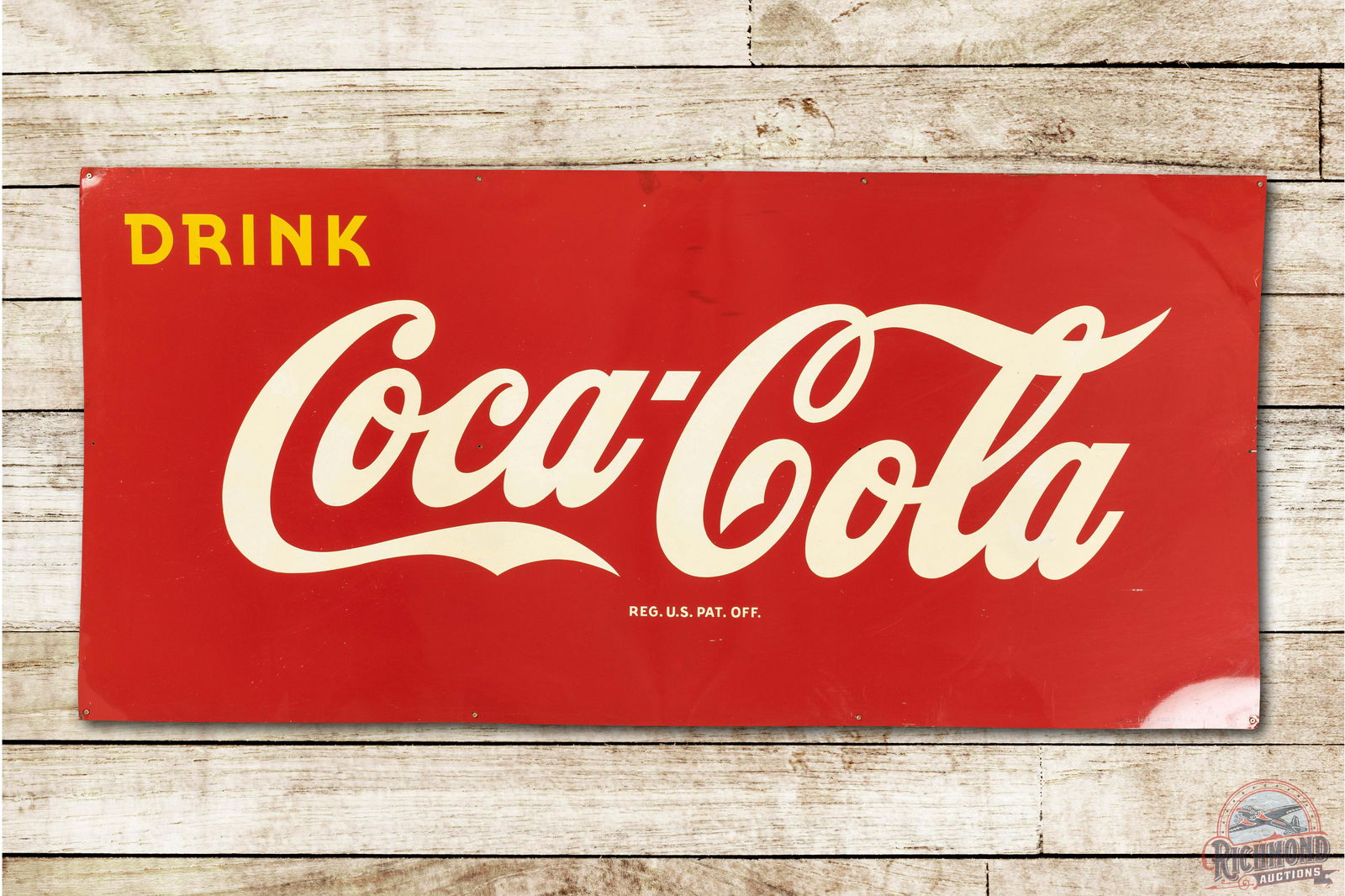 1948 5' Drink Coca Cola Tin Sign Auction