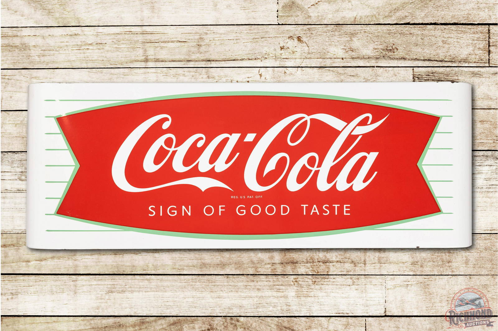 Coca Cola Sign Of Good Taste Porcelain Sleigh Sign Auction