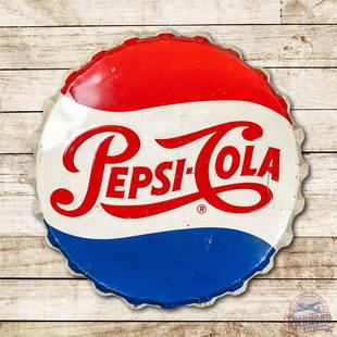 3' Pepsi Cola Die Cut Embossed Bottle Cap Tin Sign