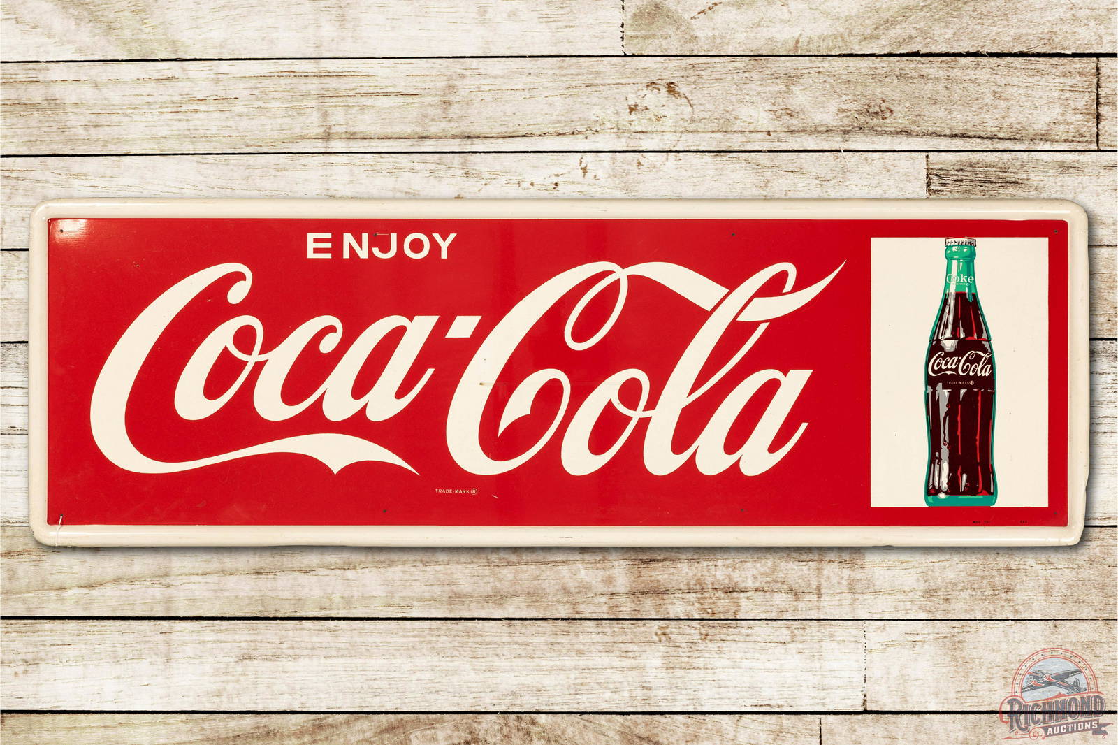 Enjoy Coca Cola W/ Bottle Tin Sign Auction