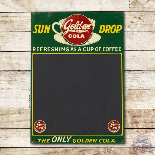 Sun Drop Golden Cola Refreshing As Coffee Embossed Tin Menu Board Sign