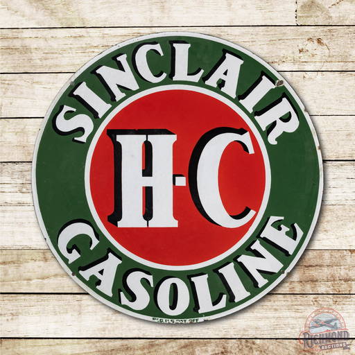 24" Sinclair Hc Gasoline Double Sided Porcelain Sign