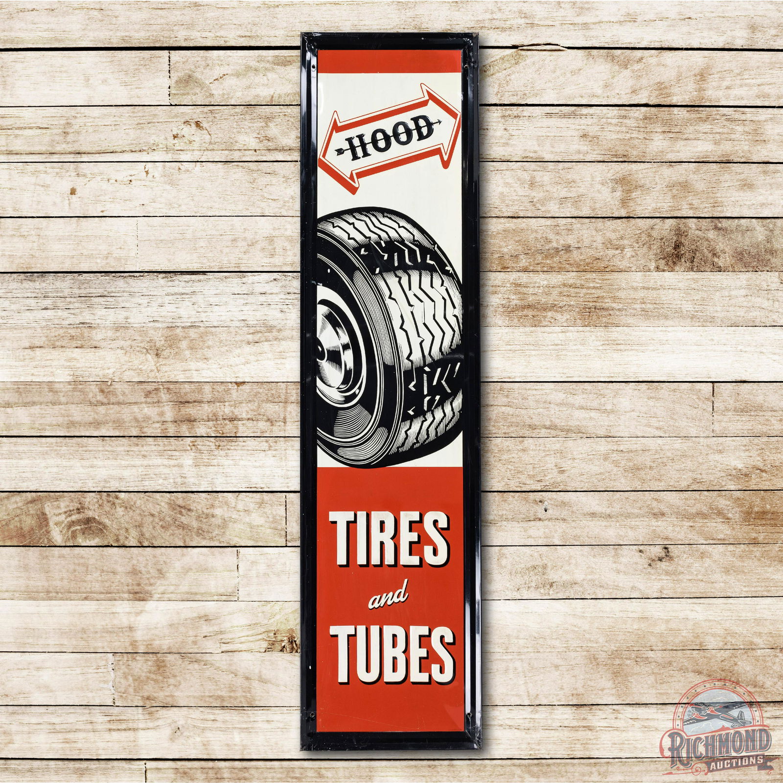 6' Hood Tires & Tubes Embossed Tin Sign