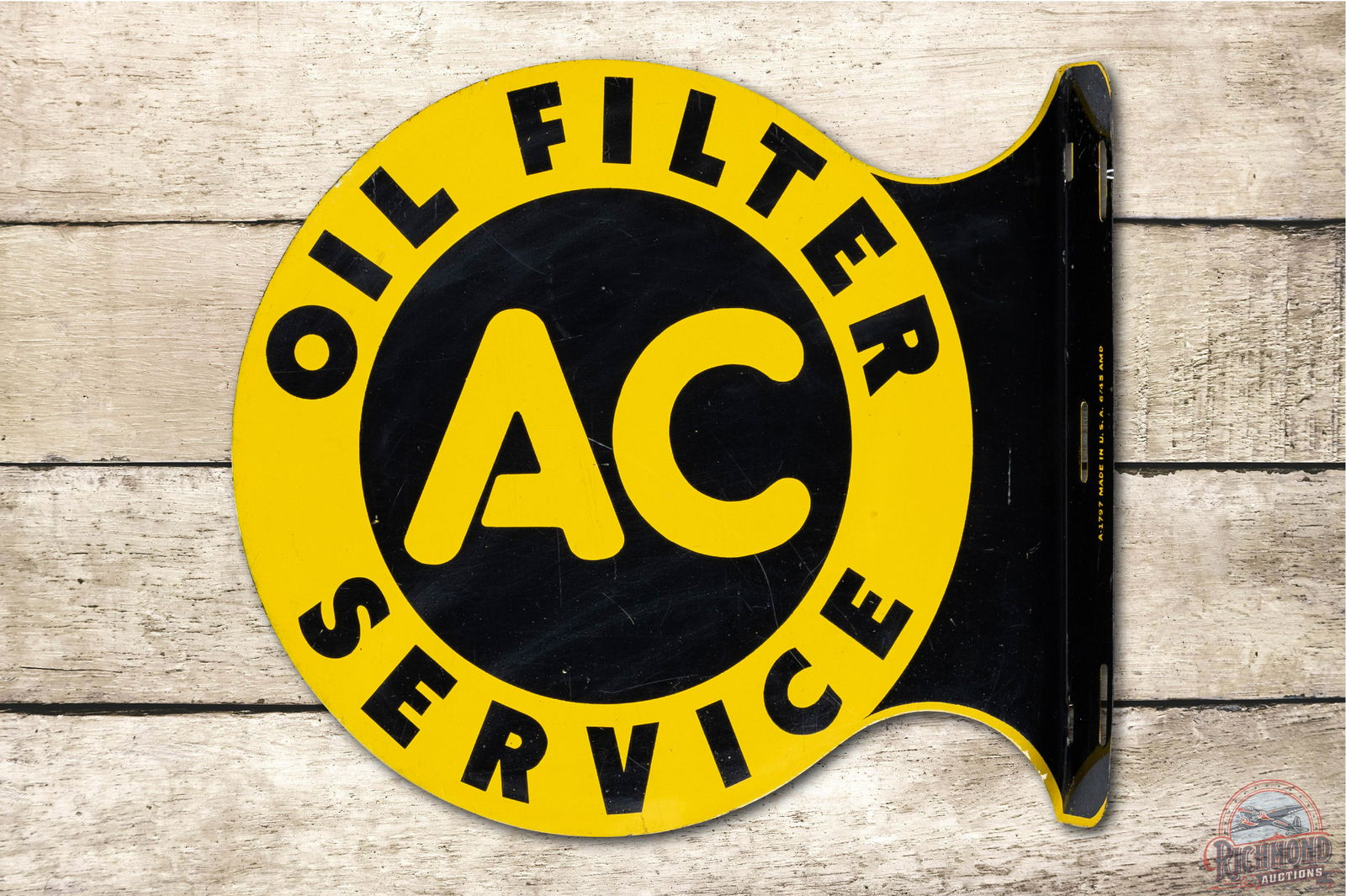 1945 Ac Oil Filter Service Tin Flange Sign