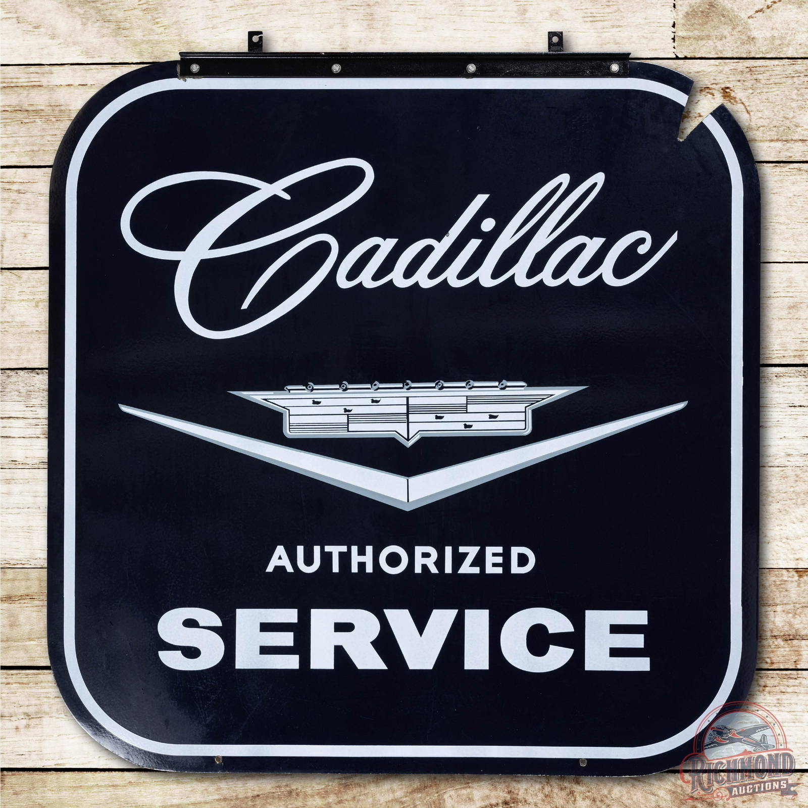 48" Cadillac Authorized Service Double Sided Porcelain Sign Auction