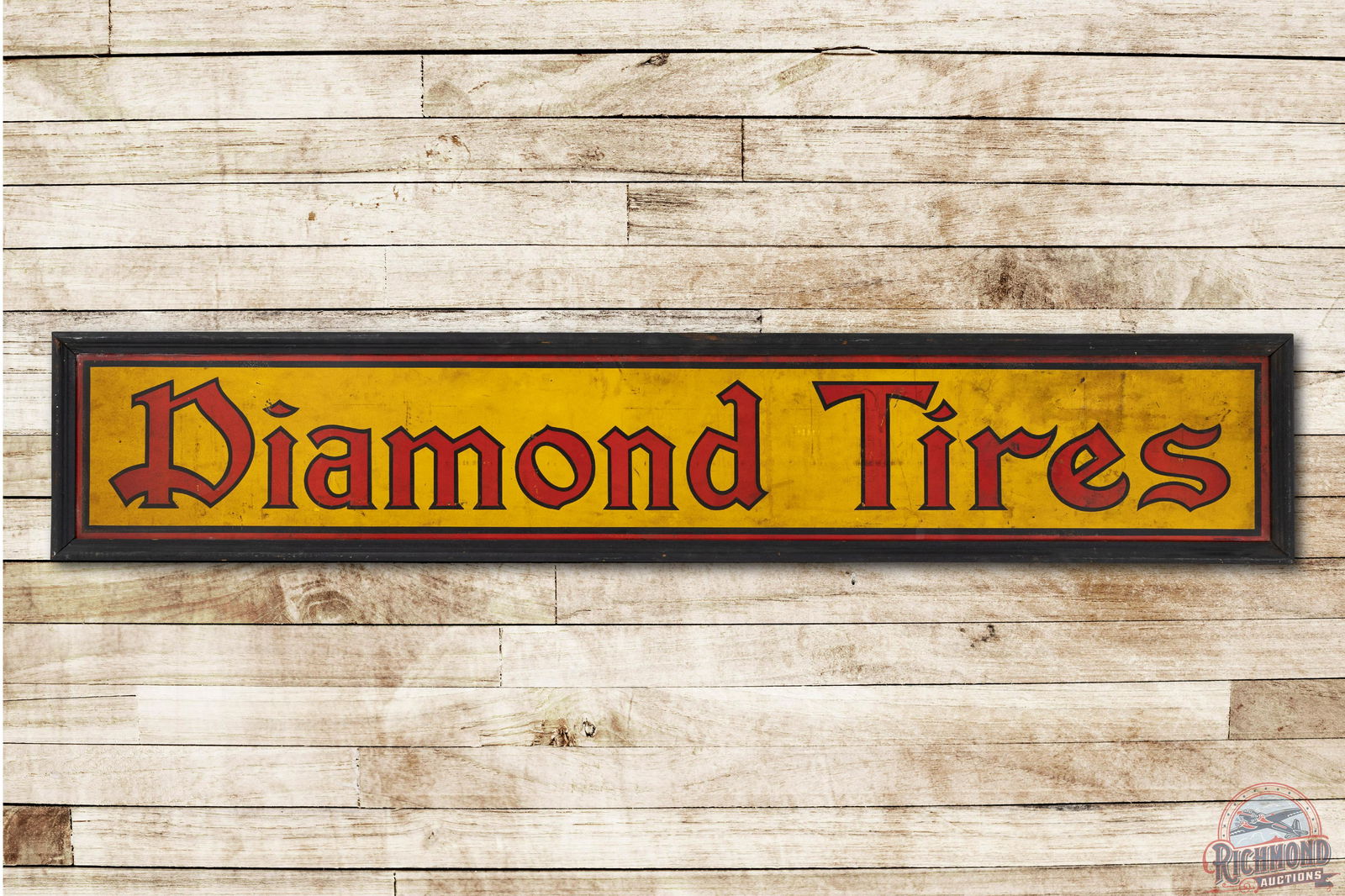 6' Diamond Tires Tin Sign & Wood Frame