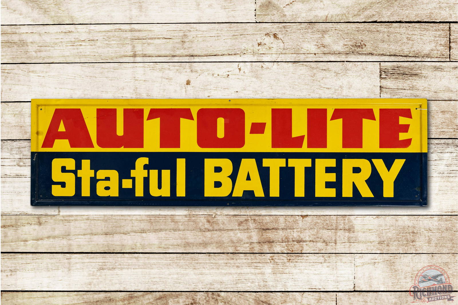 Autolite Sta-ful Battery Tin Sign Auction