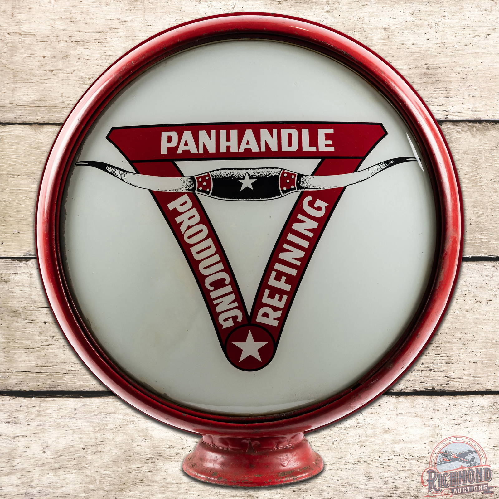 Complete 15" Panhandle Refining Producing Gas Pump Globe & Hp Metal Body - 8.75 & 8.25 Auction