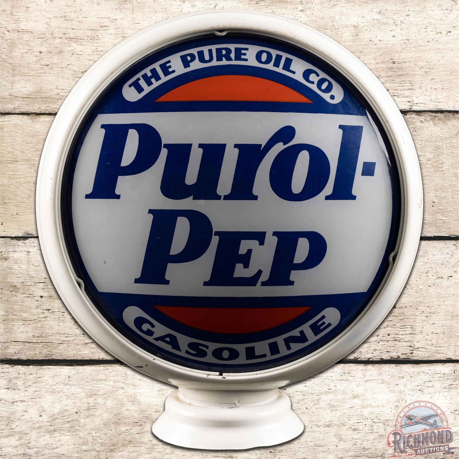Complete 15" Purol Pep "the Pure Oil Co" Gasoline Pump Globe & Metal ...