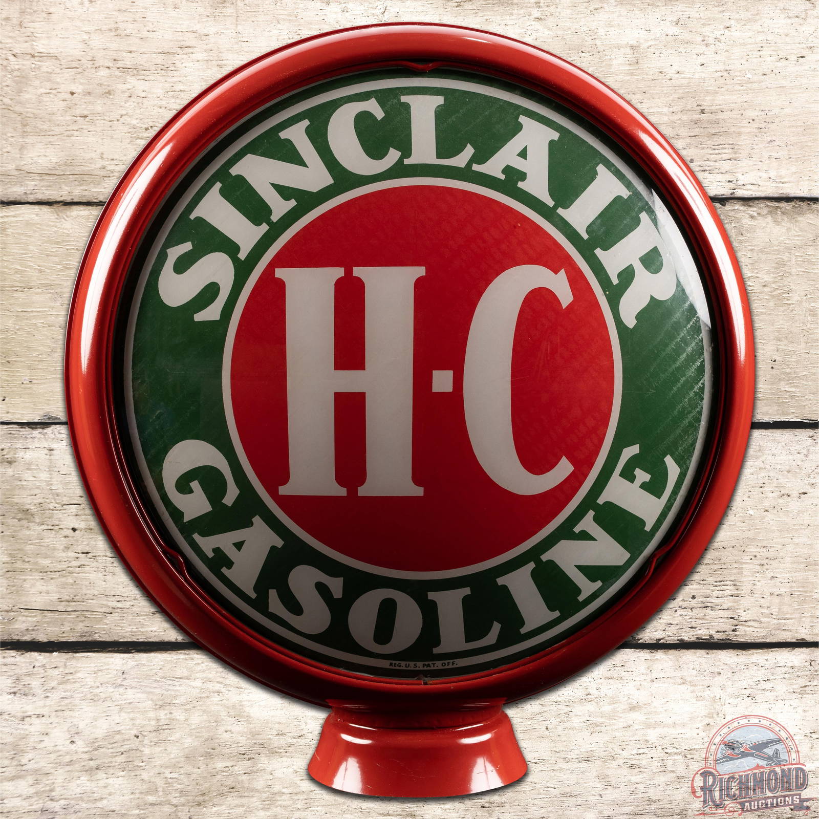 Complete Sinclair H-c Gasoline 15" Gas Pump Globe On Hp Metal Body - 8 ...