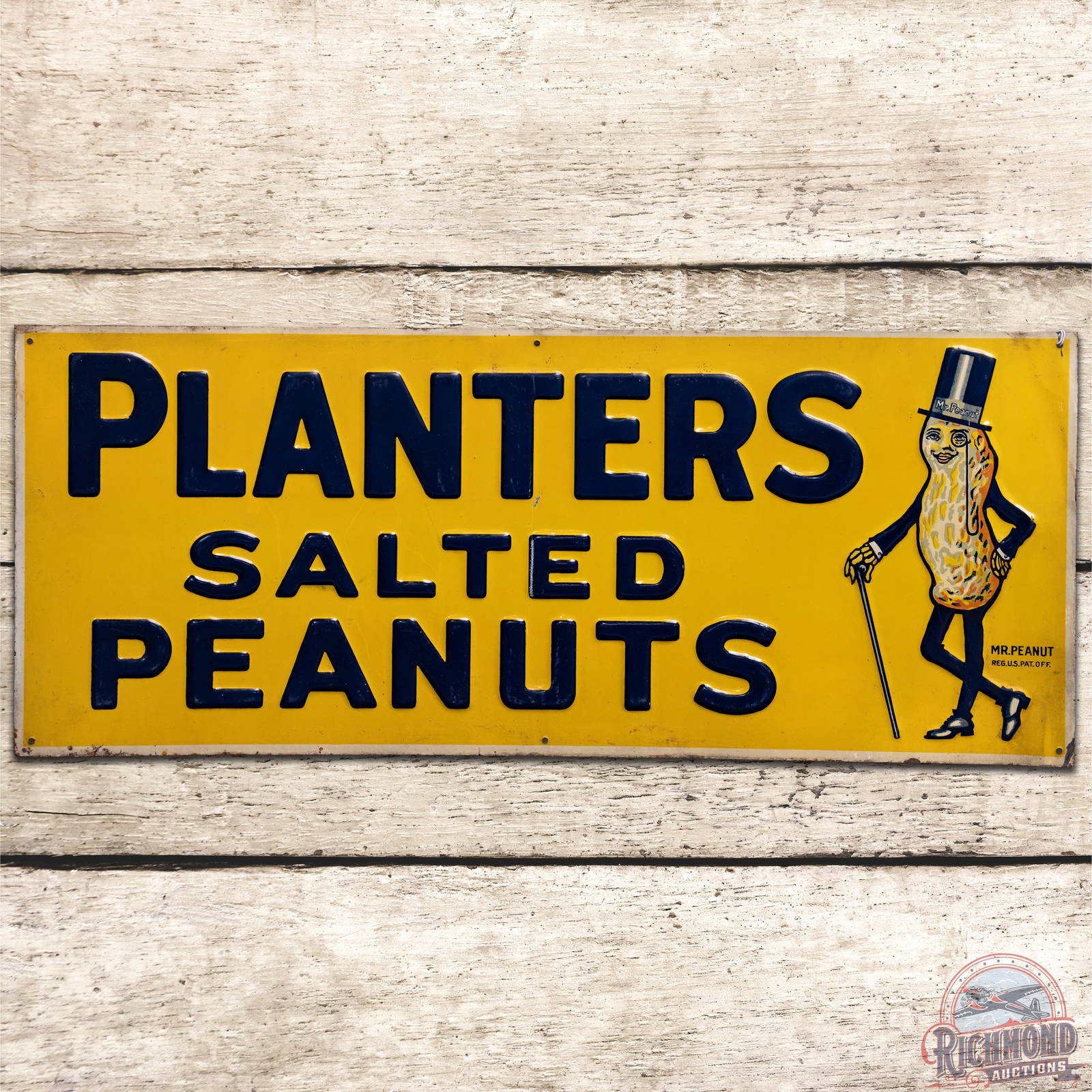 Planters Salted Peanuts Sst Sign W/ Mr. Peanut - 8.25 Auction