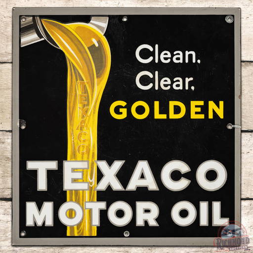 16" Texaco "clean, Clear, Golden" Motor Oil Ssp Sign 8.5