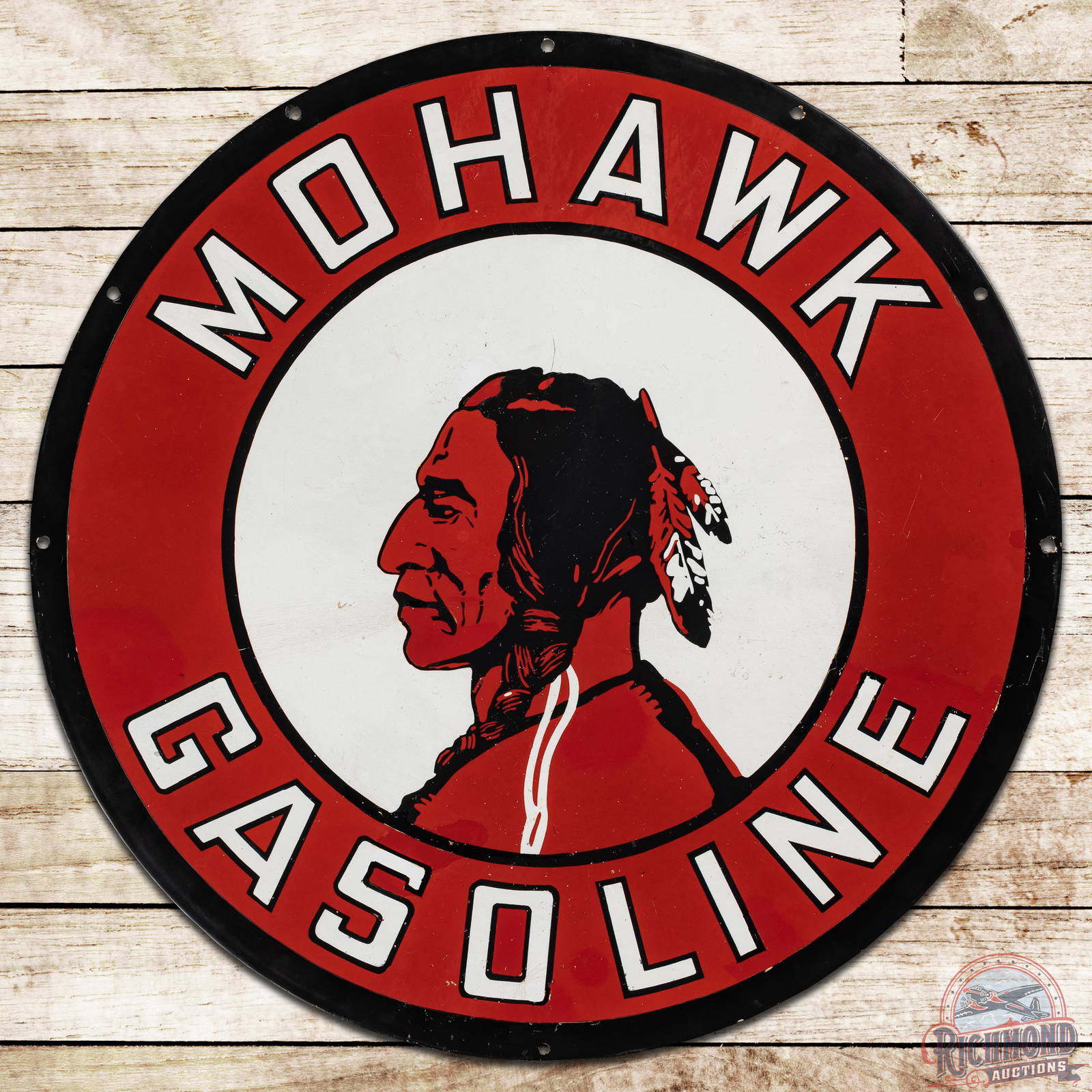 Rare 27.5" 1920's Mohawk Gasoline "down Feather" Dsp Sign - 7.9 & 7.5 ...