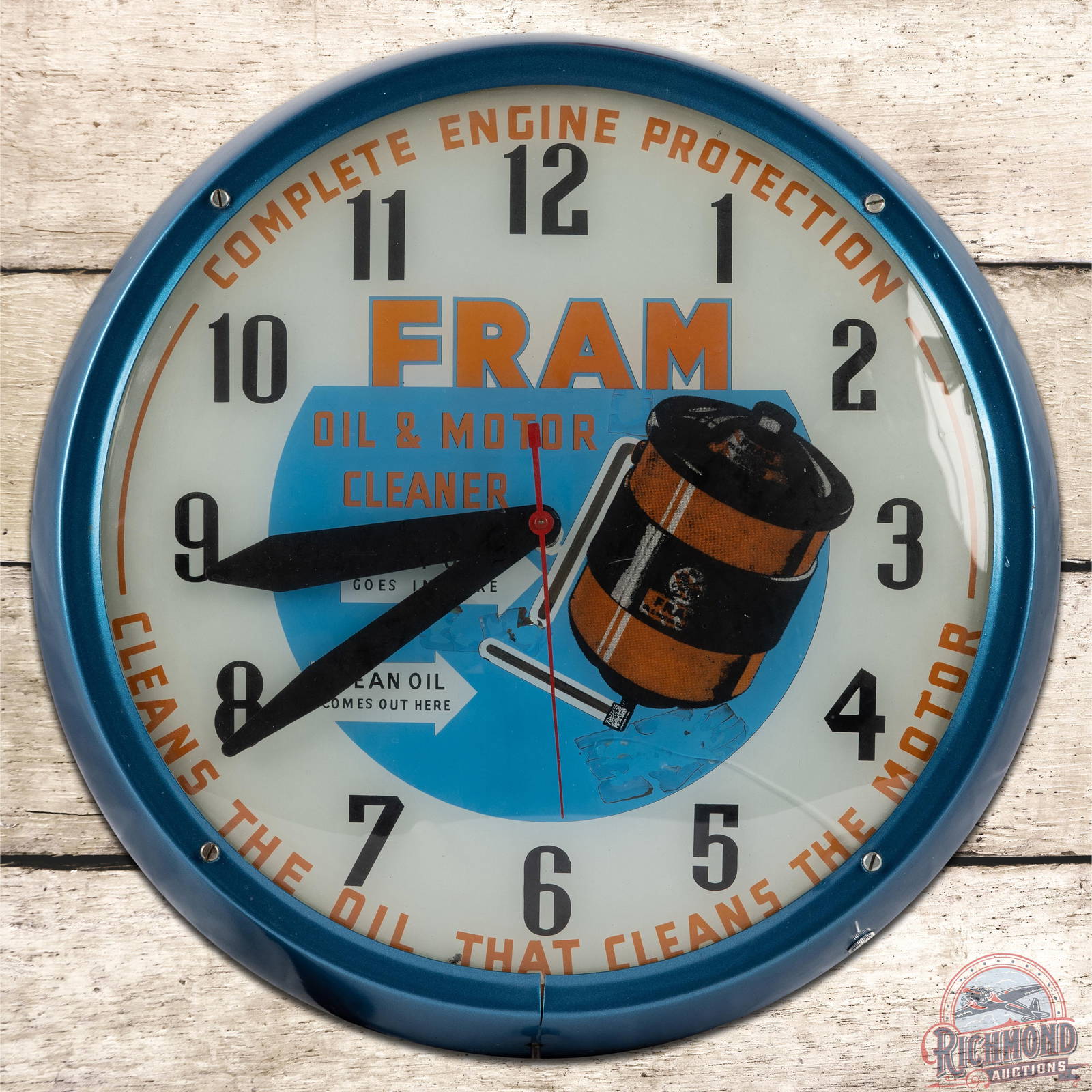 Fram Oil & Motor Cleaner Filters Lighted Advertising Clock - 7 - Sep 16 ...