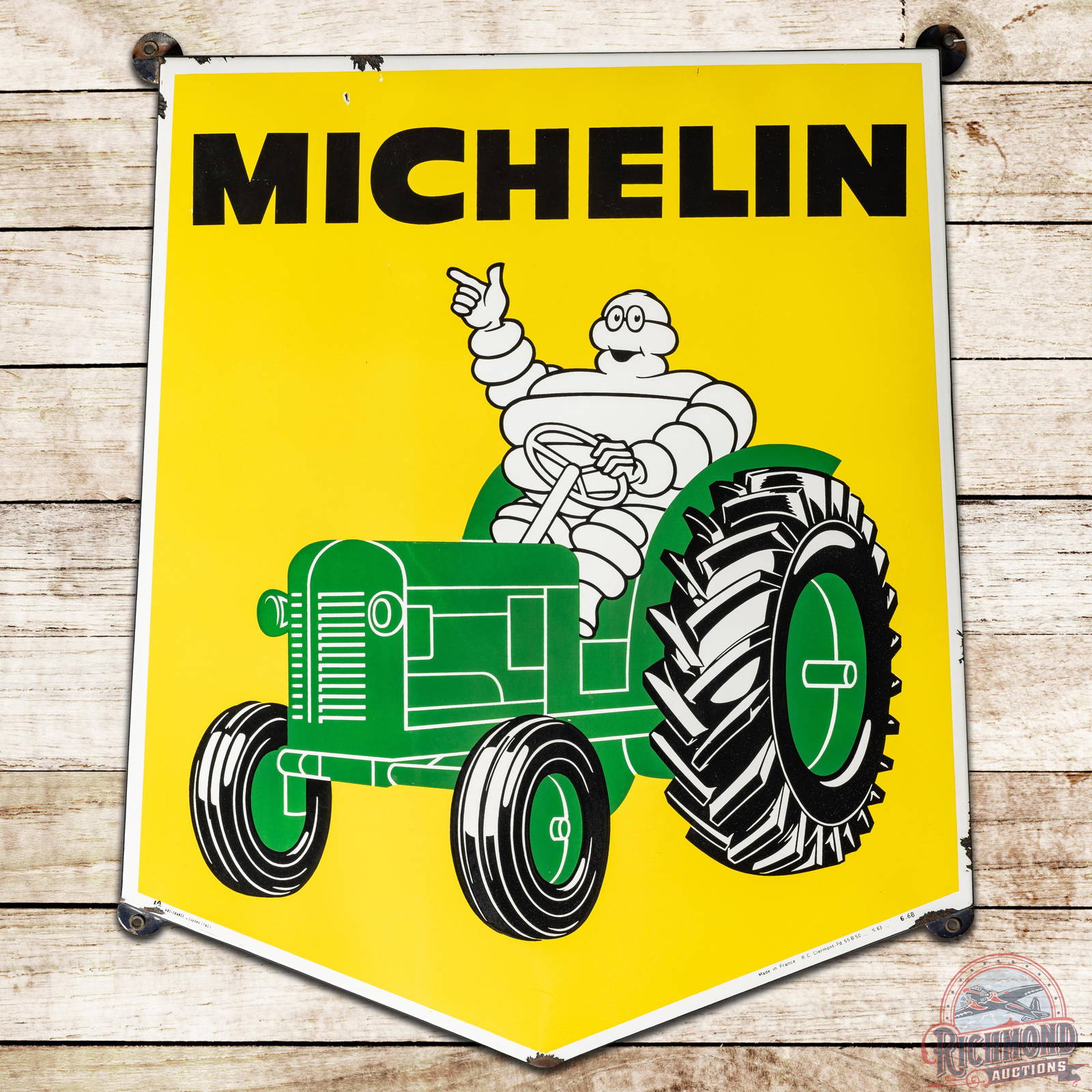 Michelin Tires Dsp Sign W/ Bibendum & Tractor - 8.75 Auction