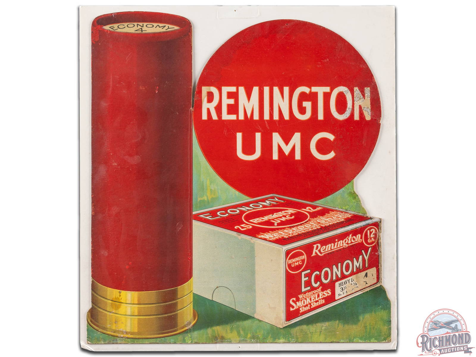 Remington Umc 12 Ga. Economy 4 Shotgun Shells Die Cut Cardboard Sign ...