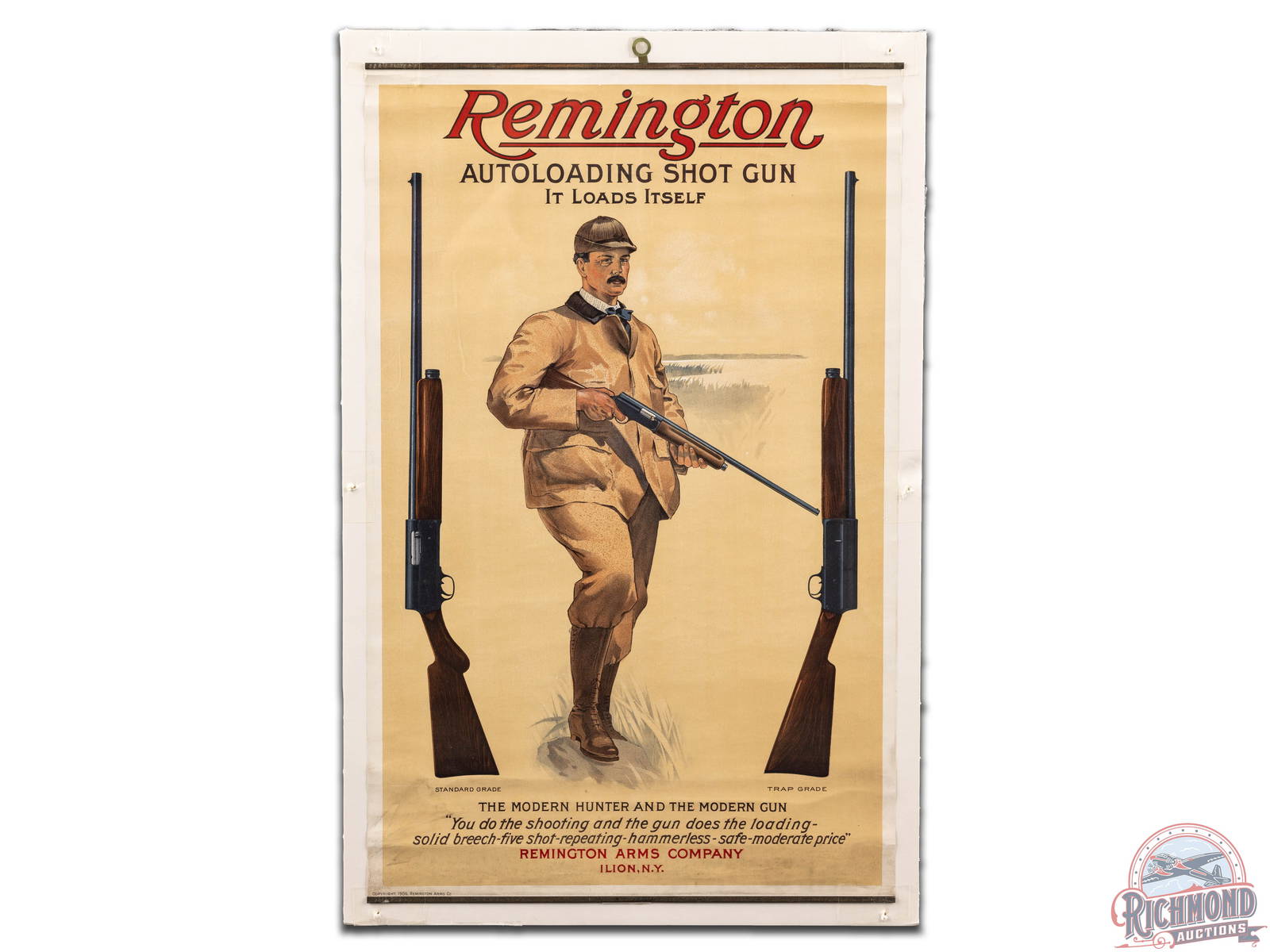 1906 Remington Autoloading Shot Gun "it Loads Itself" Paper Poster Auction