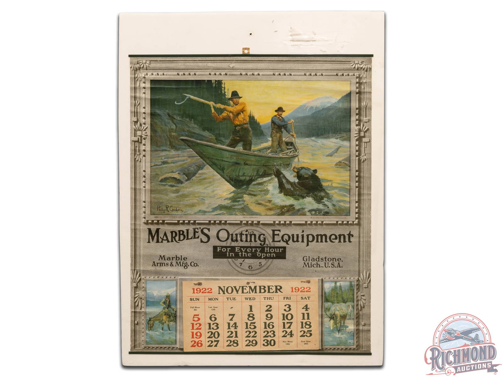 1920 Marble Arms & Mfg. Co. "two's Company" Paper Calendar Auction