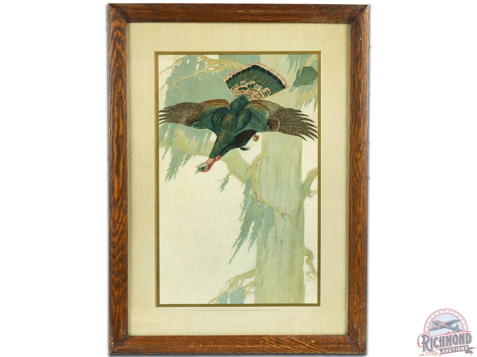 Remington Umc Framed Paper Poster With Turkey Auction