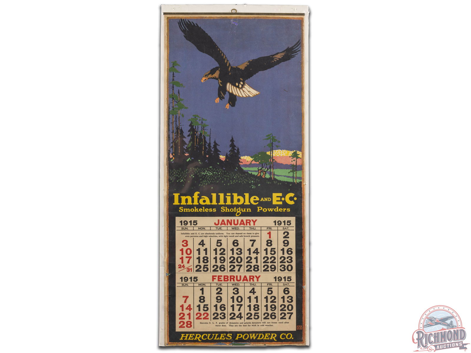 1915 Hercules Powder Co. Paper 6 Page Calendar Auction
