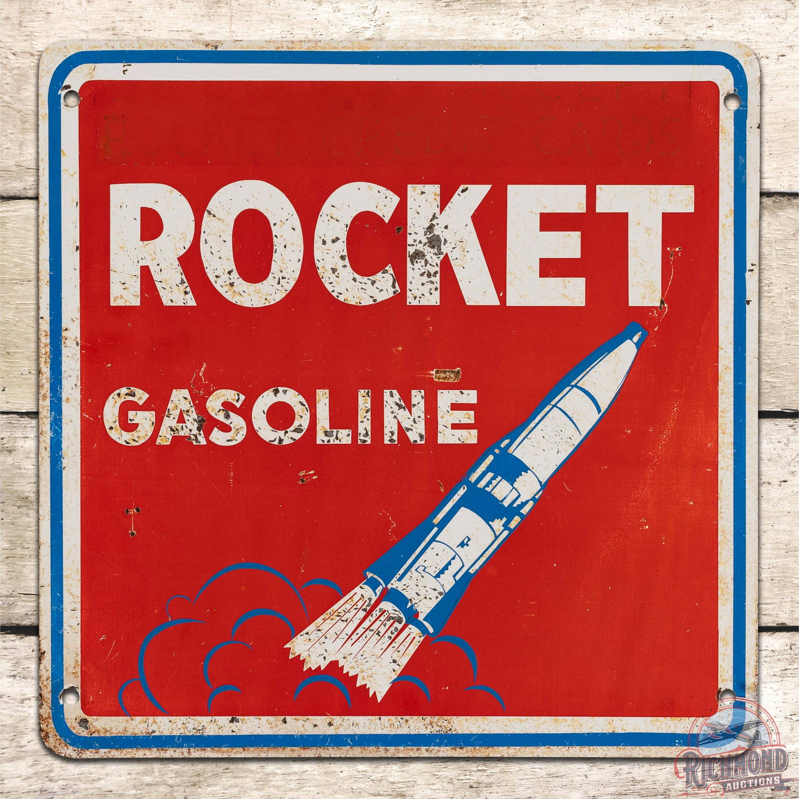 Rocket Gasoline Sst Pump Plate Sign Auction