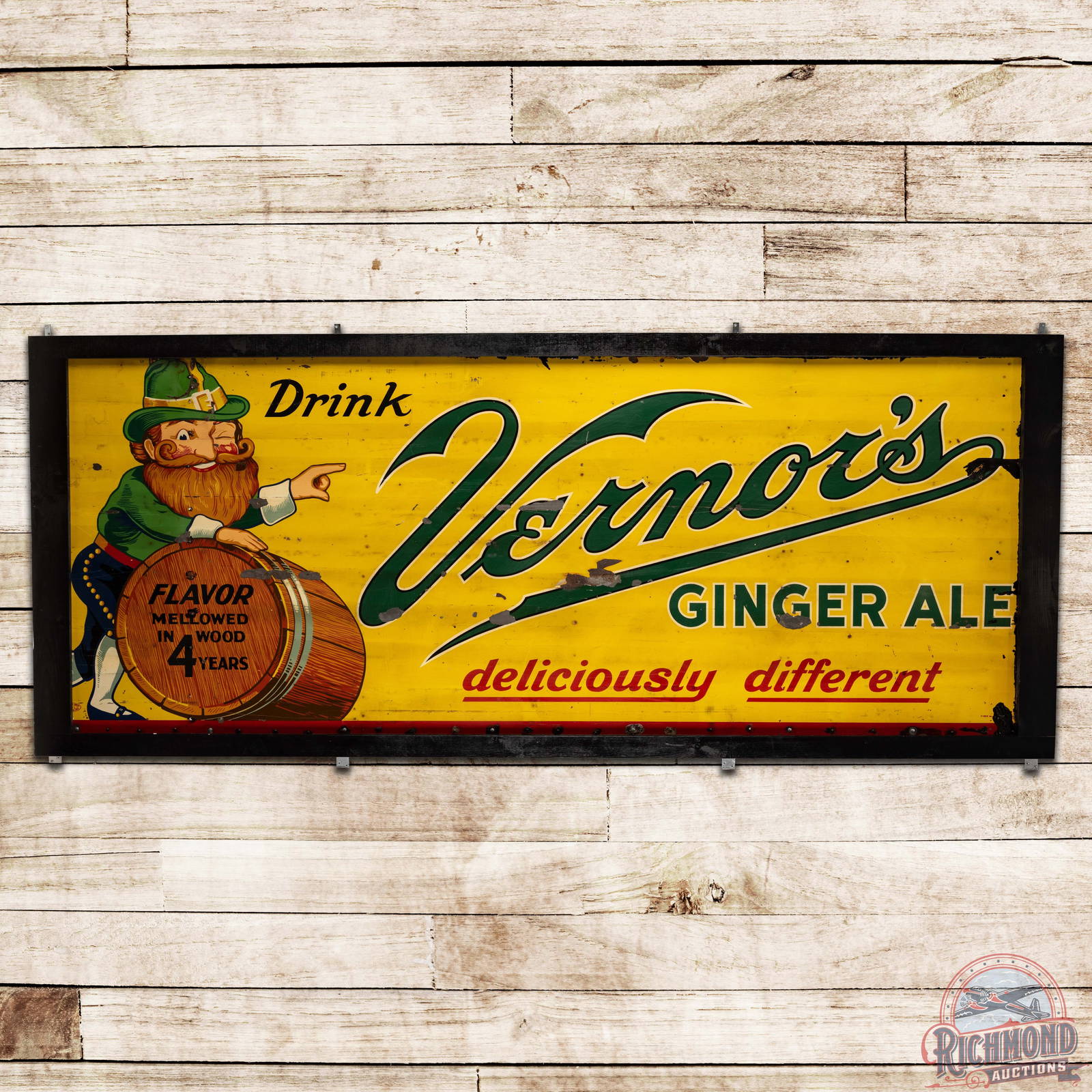Drink Vernor's Ginger Ale 10' Sst Sign Auction