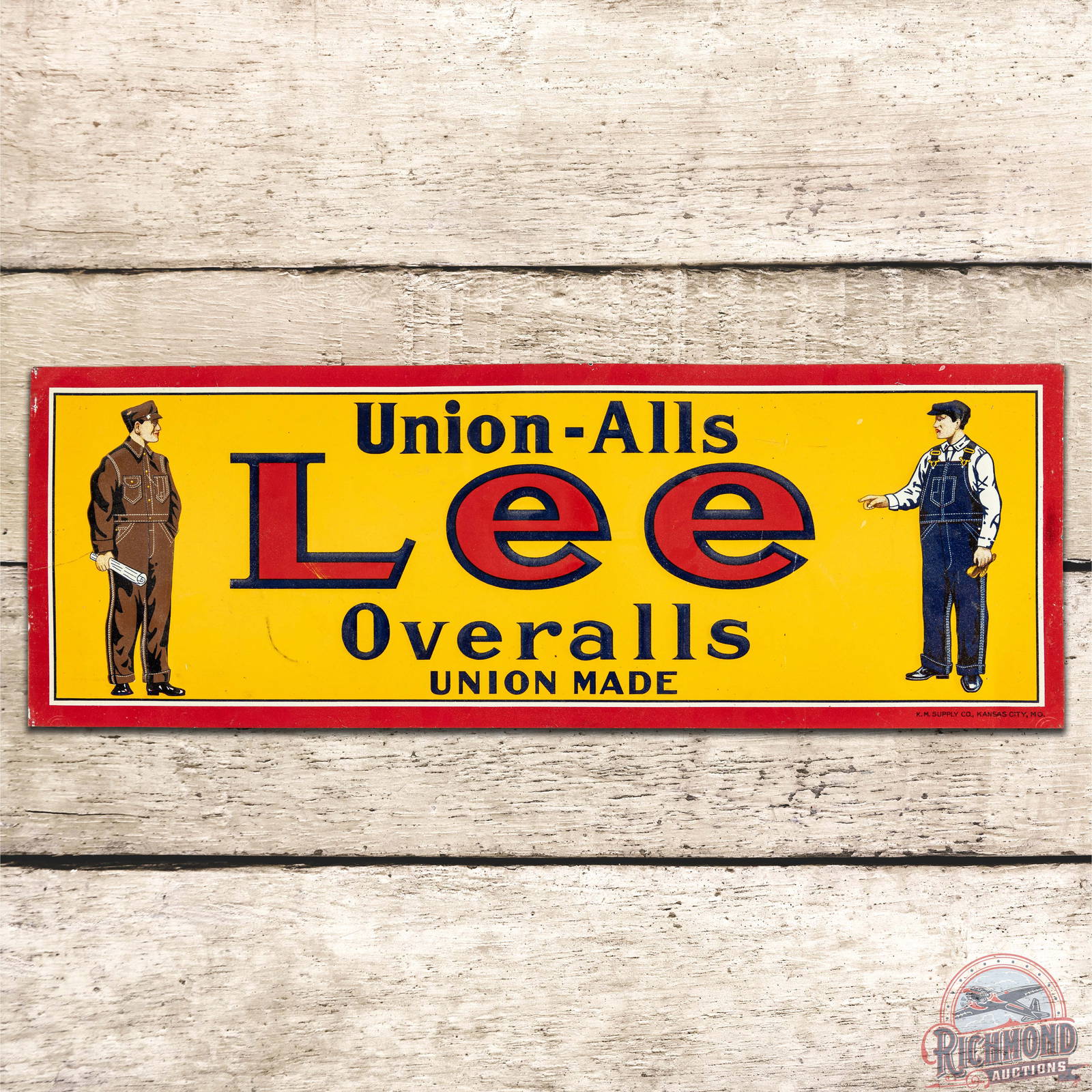 Lee Union-alls Overalls Union Made Embossed Sst Sign Auction