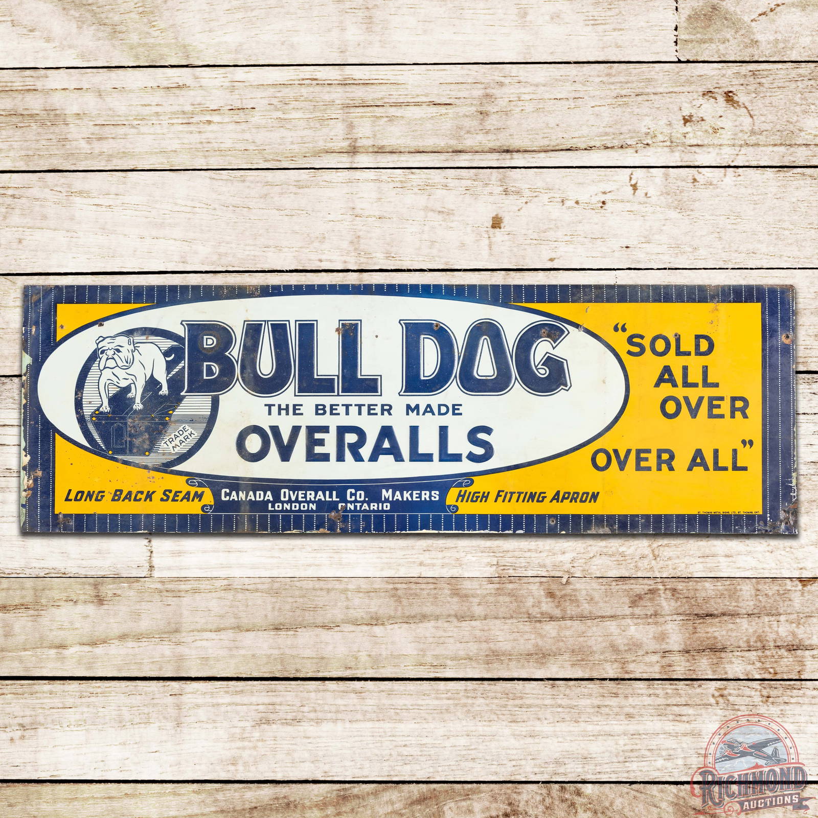 Bulldog The Better Made Overalls Embossed Sst Sign Auction