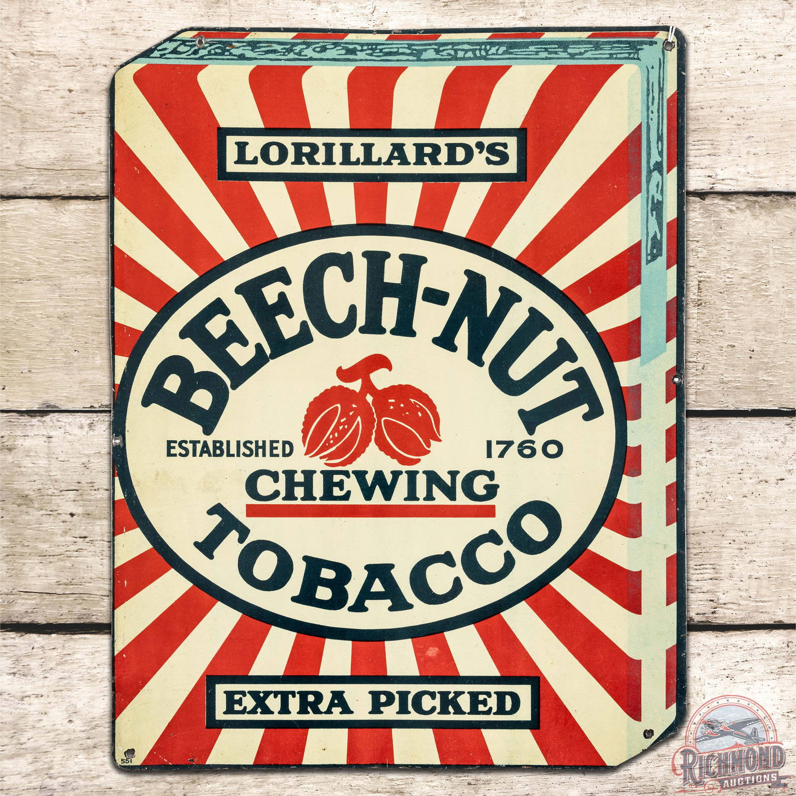 Beech-nut Chewing Tobacco Die Cut Sst Sign Auction
