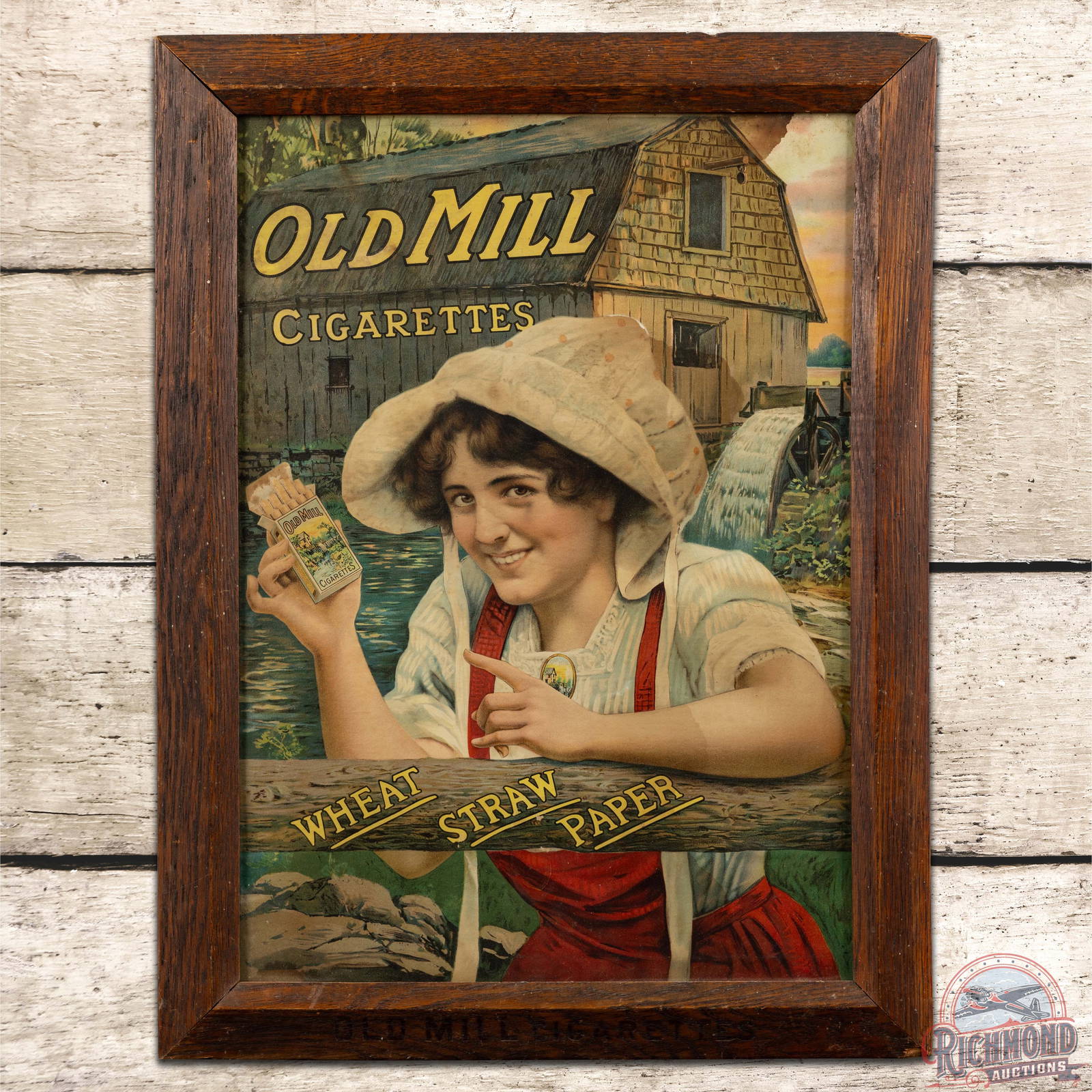 Early Old Mill Cigarettes Cardboard Sign In Original Frame Auction